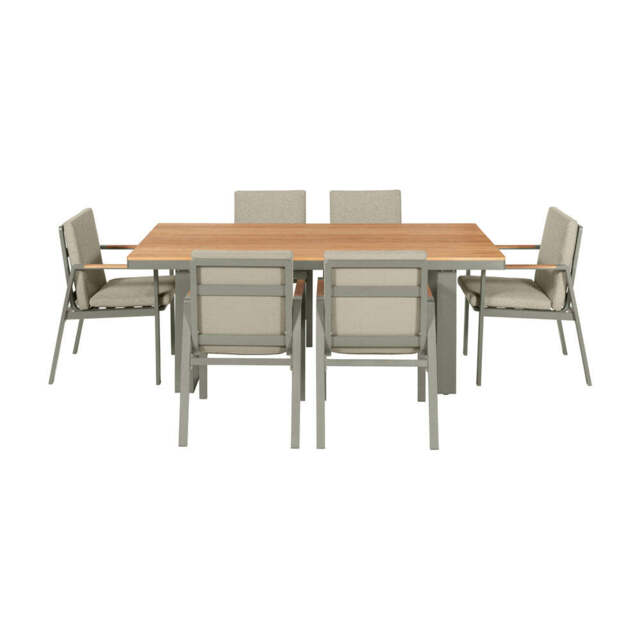 Oslo 6 Seater Dining Set - Limestone by Olivia's | ufurnish.com