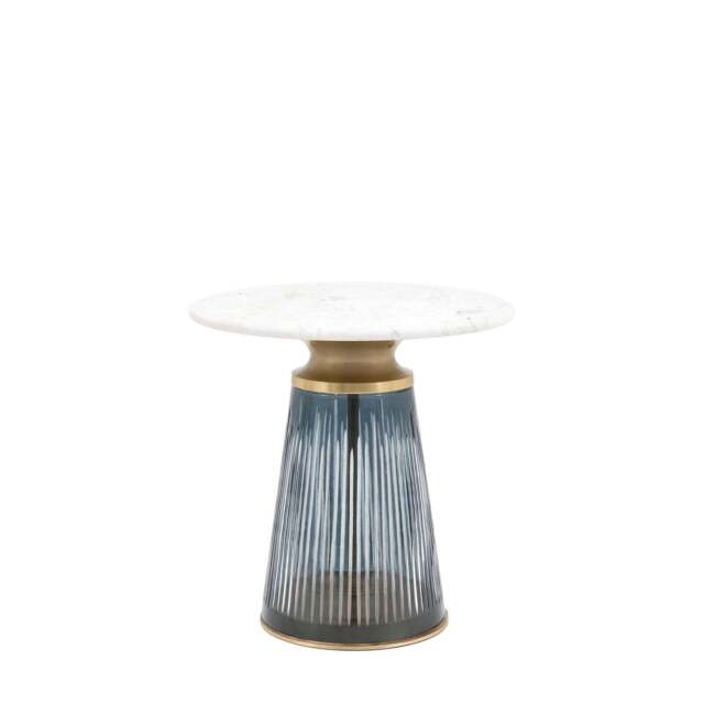 Selene Marble Top Side Table - Blue by Olivia's | ufurnish.com