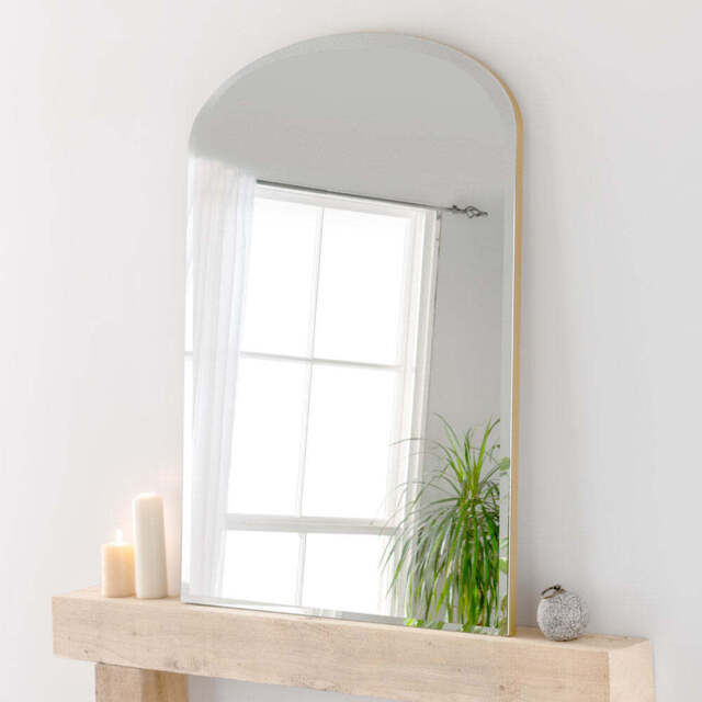 Cora Bevelled Mantle Mirror 91x120cm - Gold by Olivia's | ufurnish.com