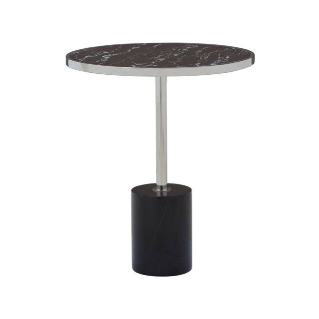 Opal Side Table - Black Marble / Black Marble by Olivia's | ufurnish.com