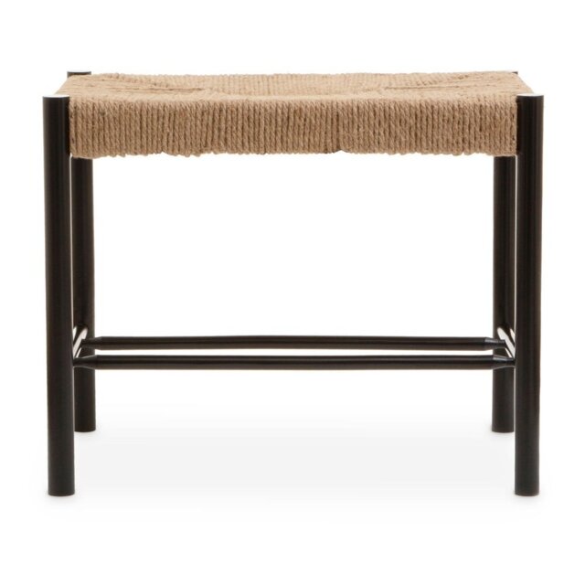 Beckett Small Bench - Natural Rope & Black Wood by Olivia's | ufurnish.com