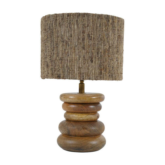 Leon Small Solid Wood Table Lamp - Silk Jute Shade by Olivia's ...