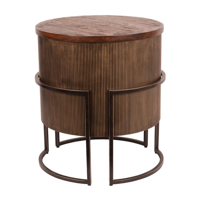 Hunter Corrugated End Table - Antique Gold by Olivia's | ufurnish.com
