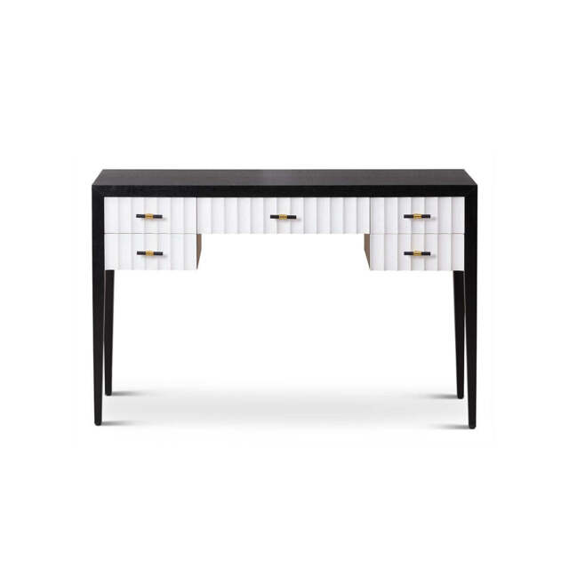 Malibu Console Table - Black Satin Veneer & Hairline White by Olivia's ...