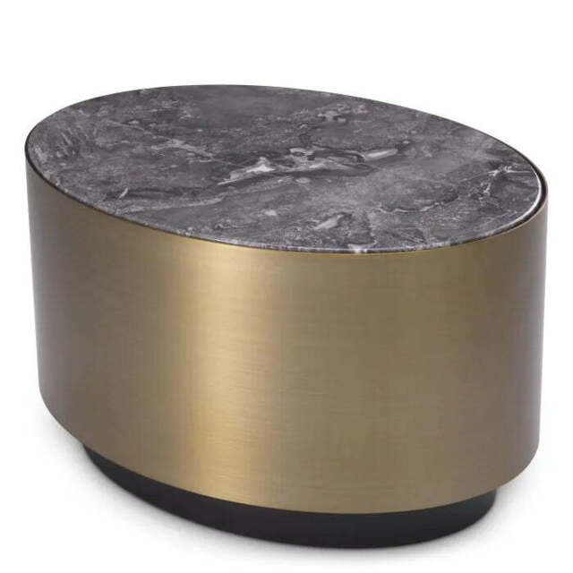 Porter Oval Side Table - Brushed Brass & Grey Marble by Olivia's ...