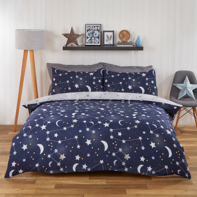 OHS Kids Night Sky Duvet Set, Navy Blue - Single by Online Home Shop ...