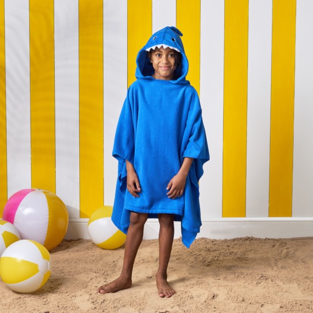 OHS Kids Shark Poncho Towel - Blue by Online Home Shop | ufurnish.com