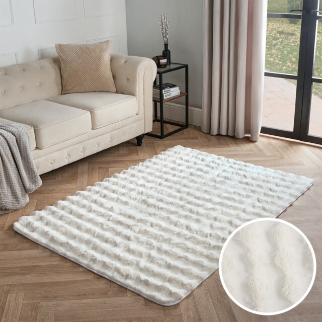 OHS Faux Fur Bubble Rug, Cream - 120 x 170cm by Online Home Shop ...