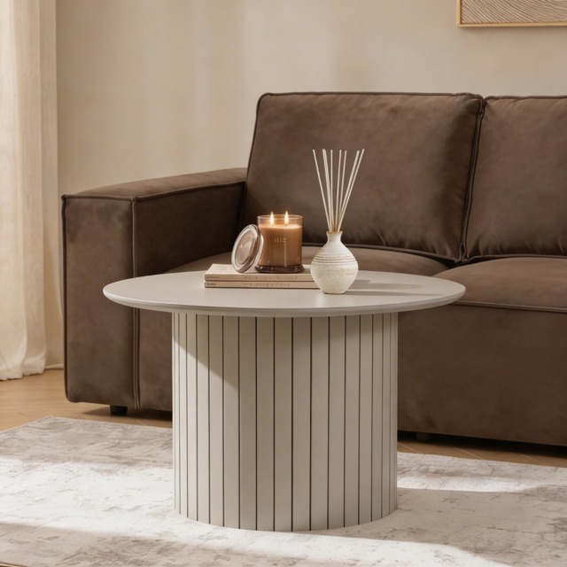 OHS Madison Ribbed Round Coffee Table - Natural by Online Home Shop ...