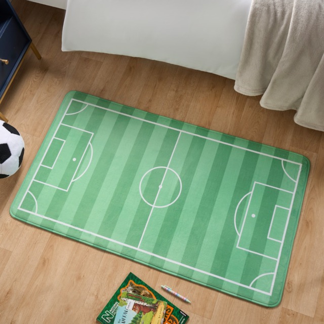 OHS Kids Supersoft Football Pitch Printed Rug - Green by Online Home ...