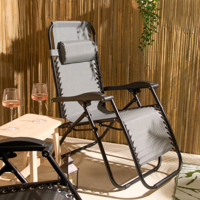 OHS Zero Gravity Sun Lounging Garden Chair - Charcoal Grey by Online ...