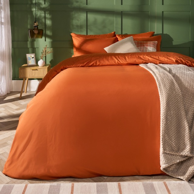 OHS Plain Duvet Cover Set, Rust- Double by Online Home Shop | ufurnish.com