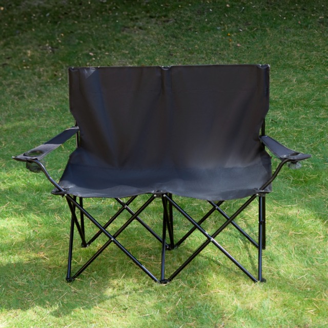 OHS 2-Seater Camping Chair with Cupholder - Black by Online Home Shop ...