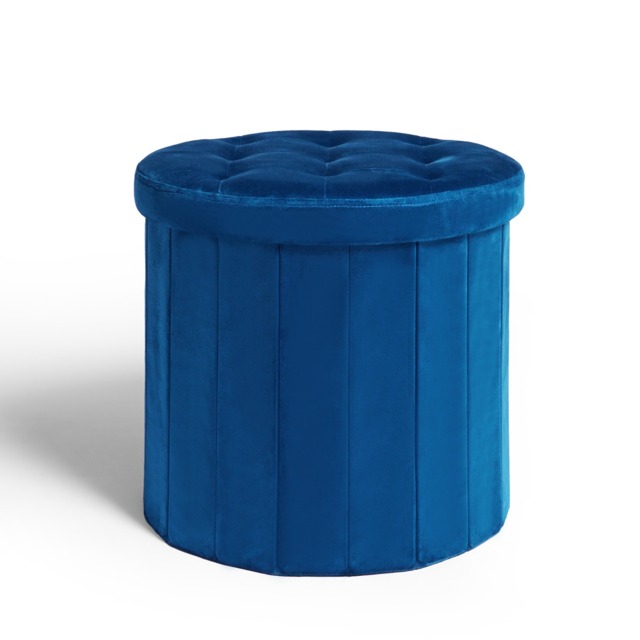 OHS Matte Velvet Round Storage Ottoman - Teal by Online Home Shop ...