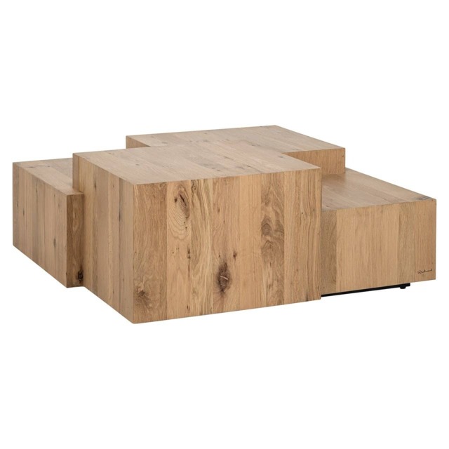Richmond Interiors Lennox Stacked Blocks Solid Oak Wood Coffee Table by ...