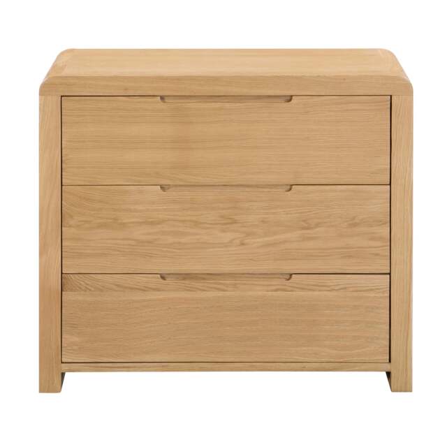 Curve Natural Oak Wood Chest of Drawers - 3 Drawers by Otello's Home ...