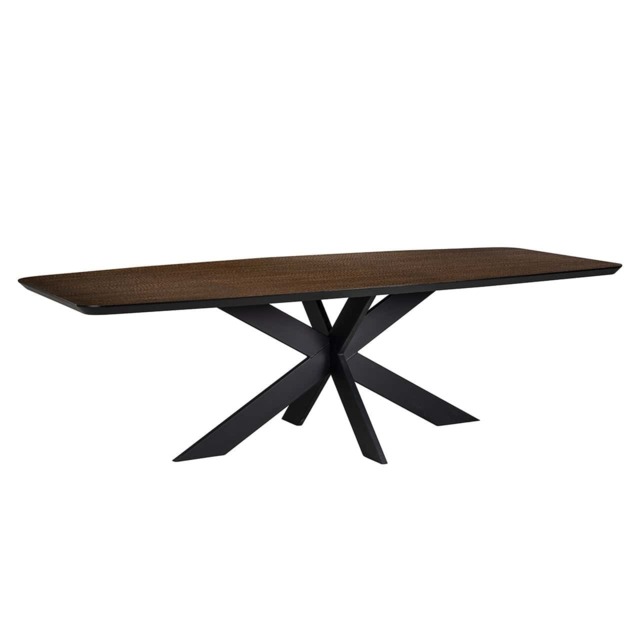 Richmond Interiors Bonvoy Black & Walnut Brown Oak Wood Dining Table ...