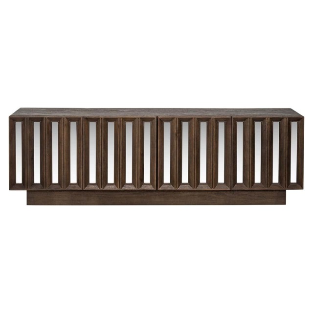 Richmond Interiors Bryant Walnut Brown Mango Wood Slatted TV Unit - 4 ...
