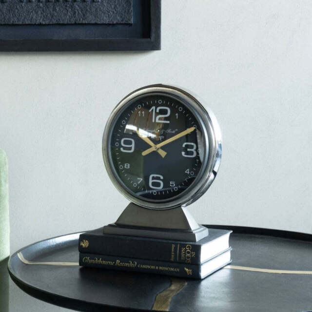 Aviation Grey Mantel Clock Large by Otello's Home | ufurnish.com