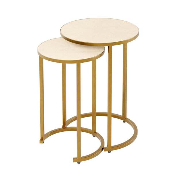 Set of 2 DI Designs Hampton Ivory Shagreen & Gold Side Table Nest by ...