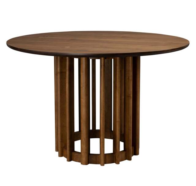 Dutchbone Barlet Walnut Brown Oak Wood Slatted Round Dining Table by ...