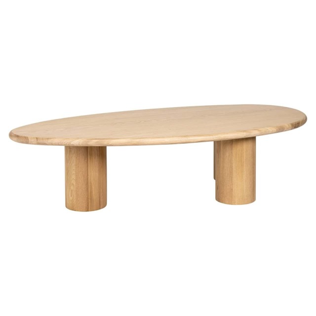 Richmond Interiors Oakley Carved Natural Oak Wood Oval Coffee Table by ...