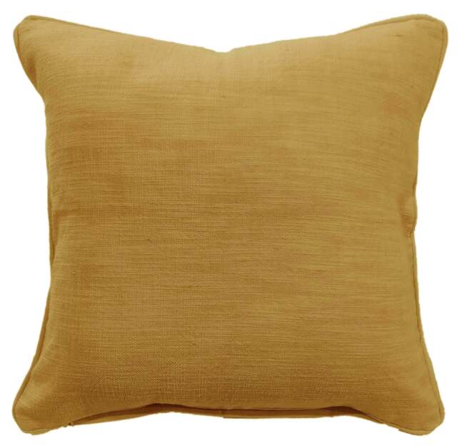 Malini Simi Plain Slub Texture Mustard Yellow Square Cushion - Large by ...