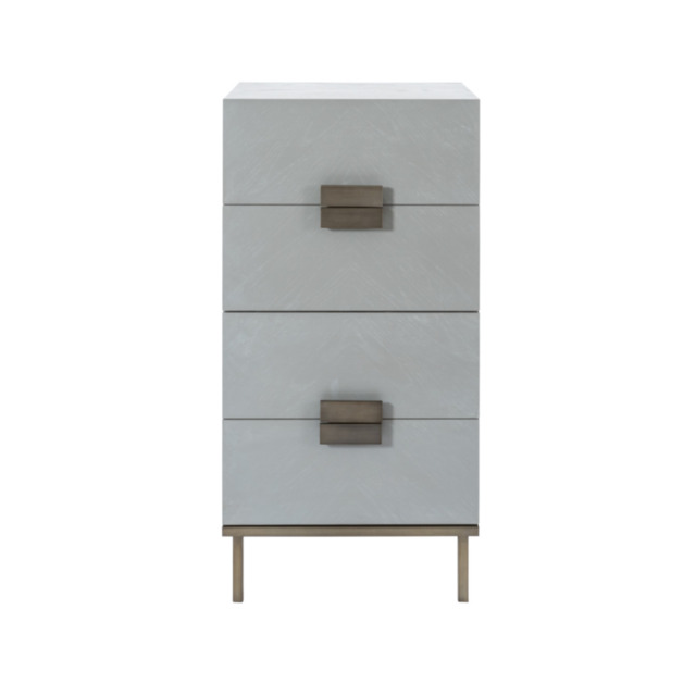Lilly Grey Oak Wood & Bronze Chest of Drawers Tallboy by Otello's Home ...