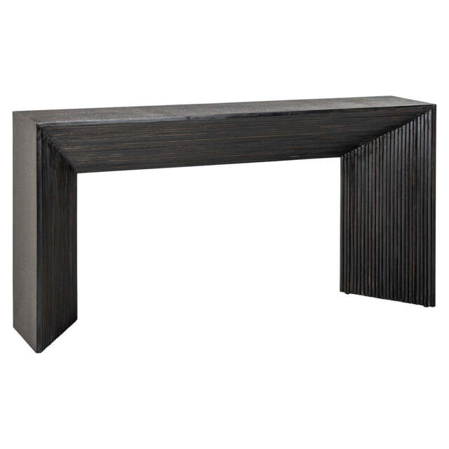 Richmond Interiors Gizen Brass Cladding Ribbed Console Table by Otello ...