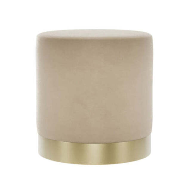 Lara Beige Velvet & Brushed Gold Pouffe - Small by Otello's Home ...