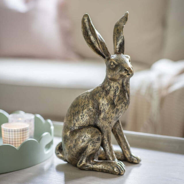 Laura Ashley Antiqued Bronze Sitting Hare Sculpture Large by Otello's ...
