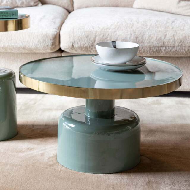 Zuiver Glam Gloss Green & Gold Round Coffee Table by Otello's Home ...
