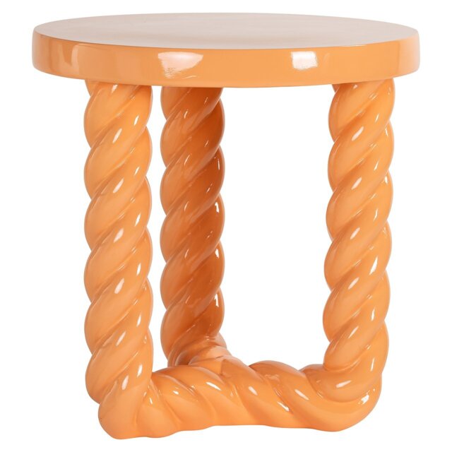 Richmond Interiors Rosly Pastel Orange Twisted Round Side Table by ...