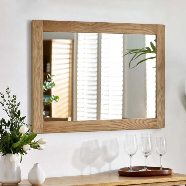 Barton Solid Oak Wood Rectangle Wall Mirror by Otello's Home | ufurnish.com
