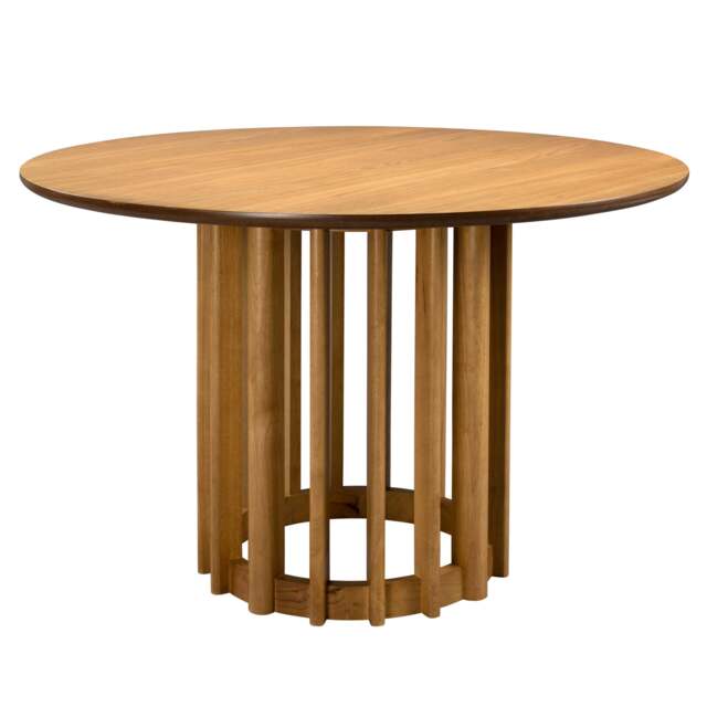 Dutchbone Barlet Natural Oak Wood Slatted Round Dining Table by Otello ...