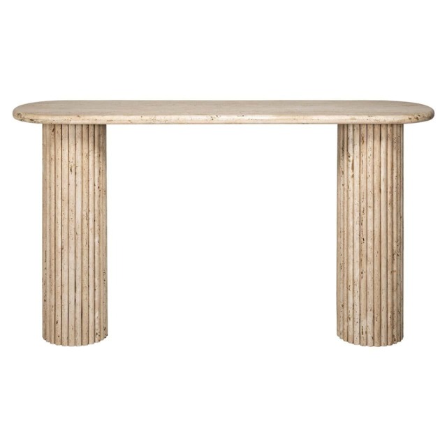 Richmond Interiors La Cantera Organic Beige Travertine Oval Console ...