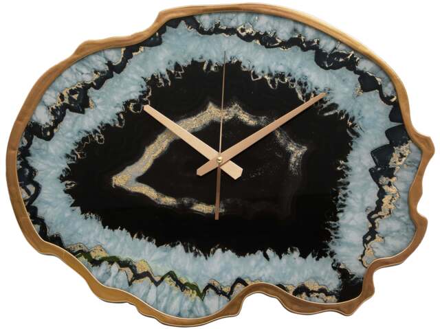 Dolce Black & Gold Agate Effect Wall Clock by Otello's Home | ufurnish.com