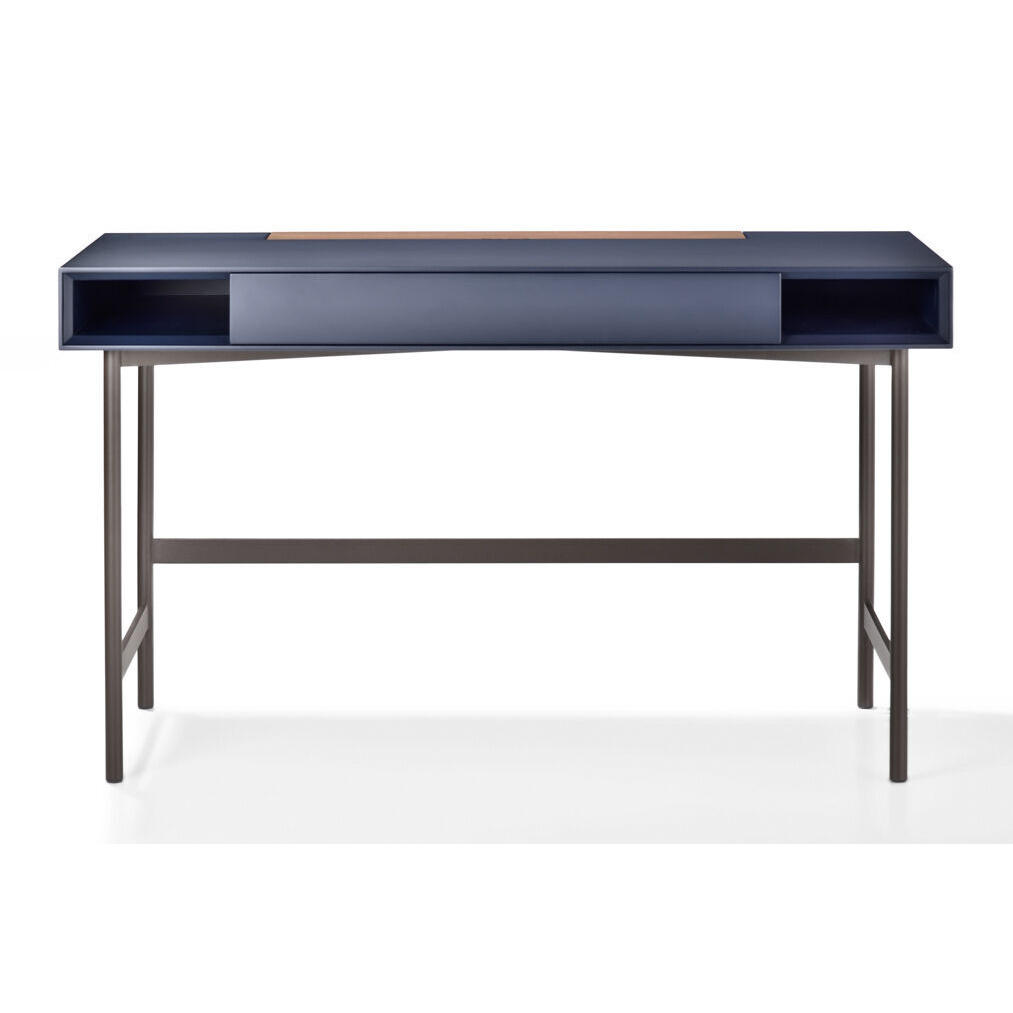 Marcus Blue Lacquer Desk with Metal Legs 130cm by Pepper Sq | ufurnish.com