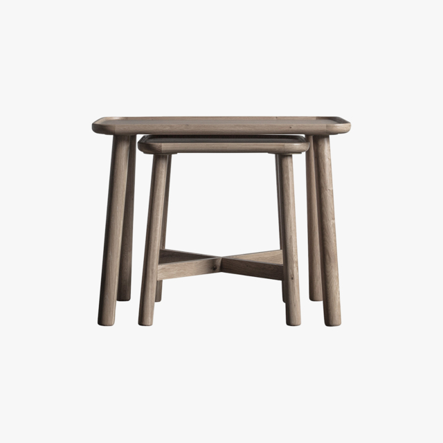 Noranda Oak Nesting Tables in Grey by Perch & Parrow | ufurnish.com