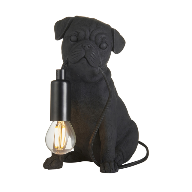 Patti Pug Puppy Table Lamp in Black by Perch & Parrow | ufurnish.com