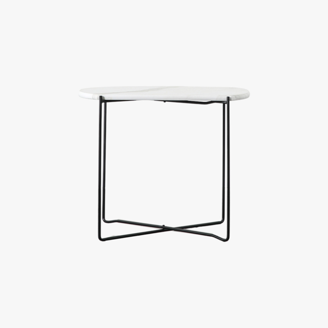 Serenity Side Table in White Faux Marble by Perch & Parrow | ufurnish.com