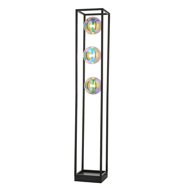Magro Open Frame Floor Light with Iridescent Glass by Perch & Parrow ...