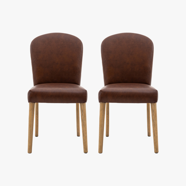 Archer Leather Dining Chair, Set of 2 by Perch & Parrow | ufurnish.com