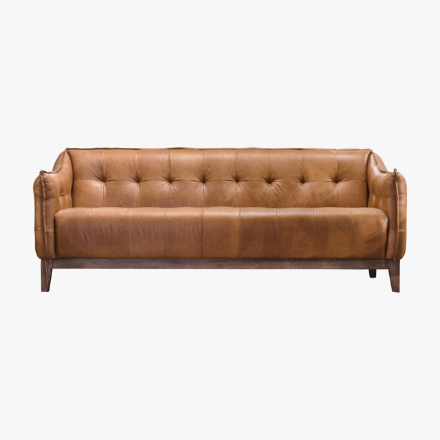 Parker Three-Seater Leather Sofa in Golden Brown by Perch & Parrow ...