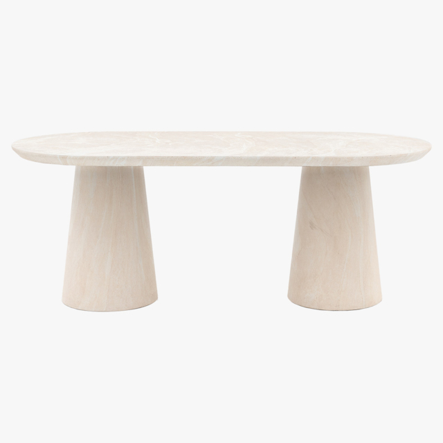 Terrena Dining Table in Travertine by Perch & Parrow | ufurnish.com