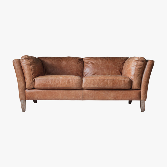 Cameron Two-Seater Leather Sofa in Brown by Perch & Parrow | ufurnish.com