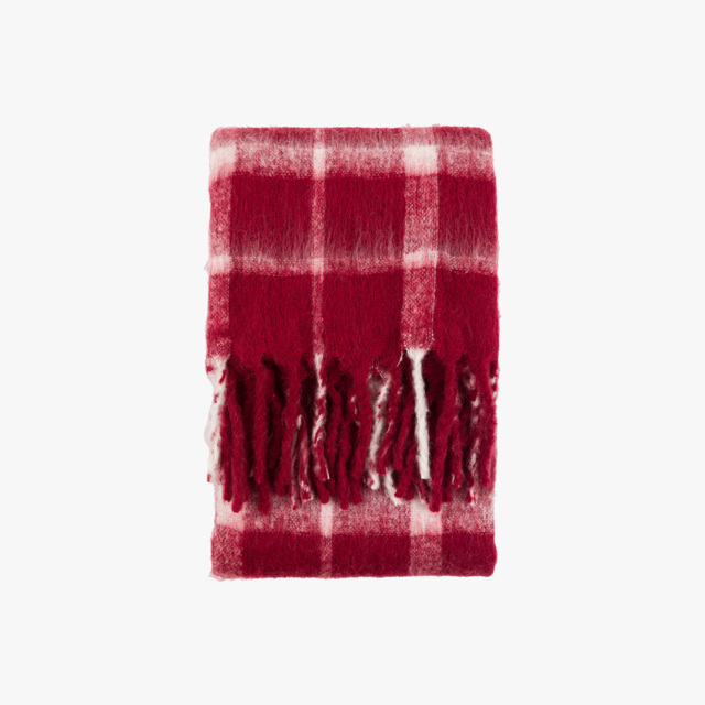 Timeless Tidings Check Mohair Throw in Red by Perch & Parrow | ufurnish.com