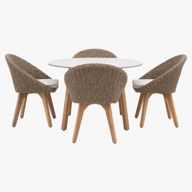 Laguna Round Dining Set by Perch & Parrow | ufurnish.com