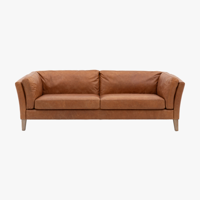 Cameron Three-Seater Leather Sofa in Brown by Perch & Parrow | ufurnish.com