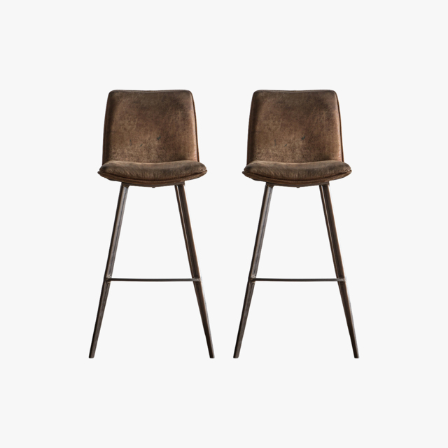 Persis Bar Stool in Brown, Set of Two by Perch & Parrow | ufurnish.com